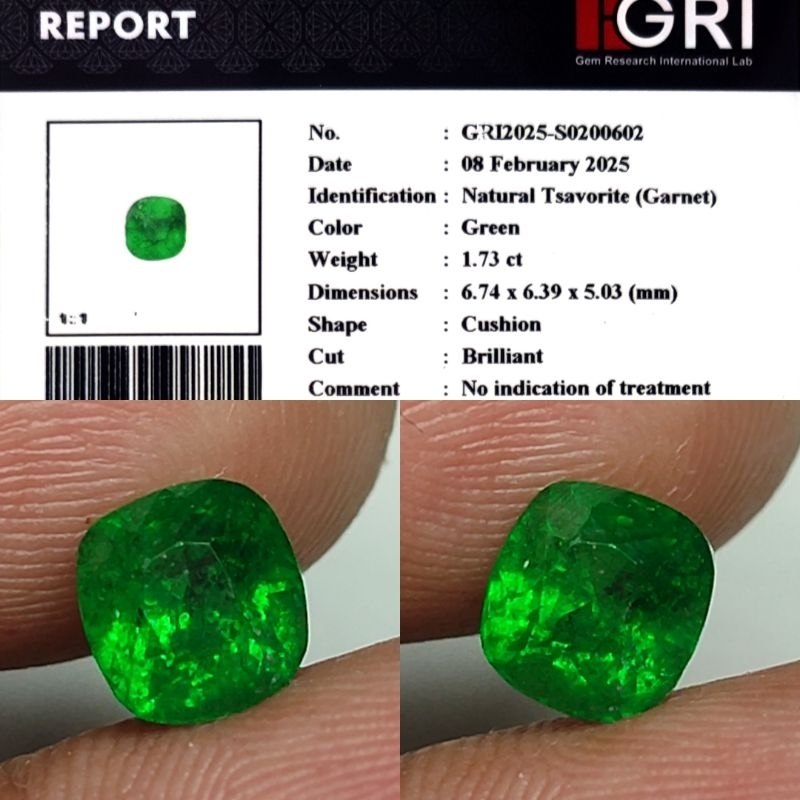 Jual HOT ITEM Natural Tsavorite Garnet Vivid Green 1.7ct GRI Material ...