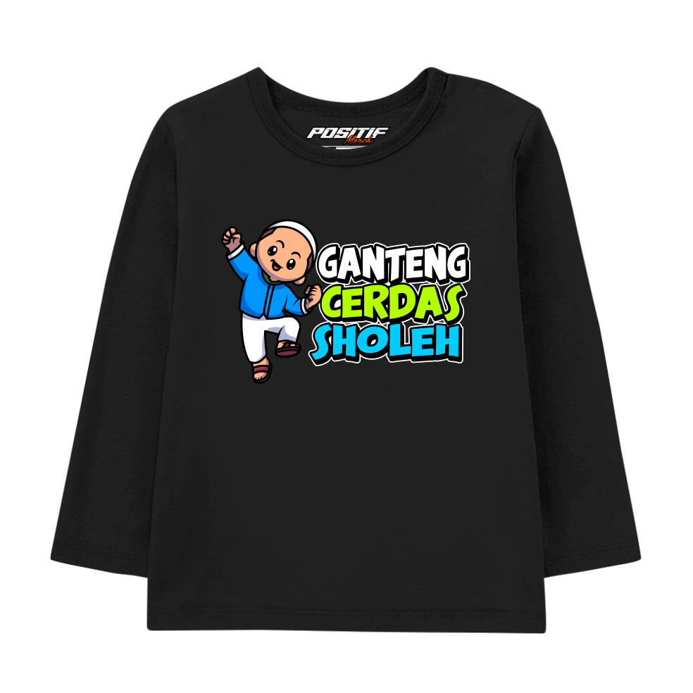 Jual Positif Merch - Baju Kaos Anak Lengan Panjang Ganteng Cerdas ...