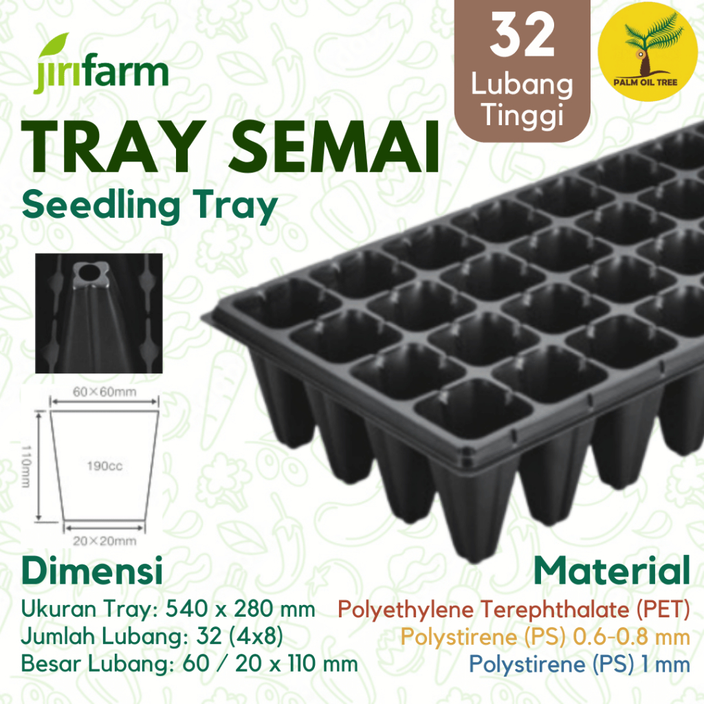 Jual Jirifarm - Tray Semai Sawit 32 Lubang Tinggi 11 Cm Paket 10 Pcs Tebal 1 Mm Bahan Ps Pohon ...
