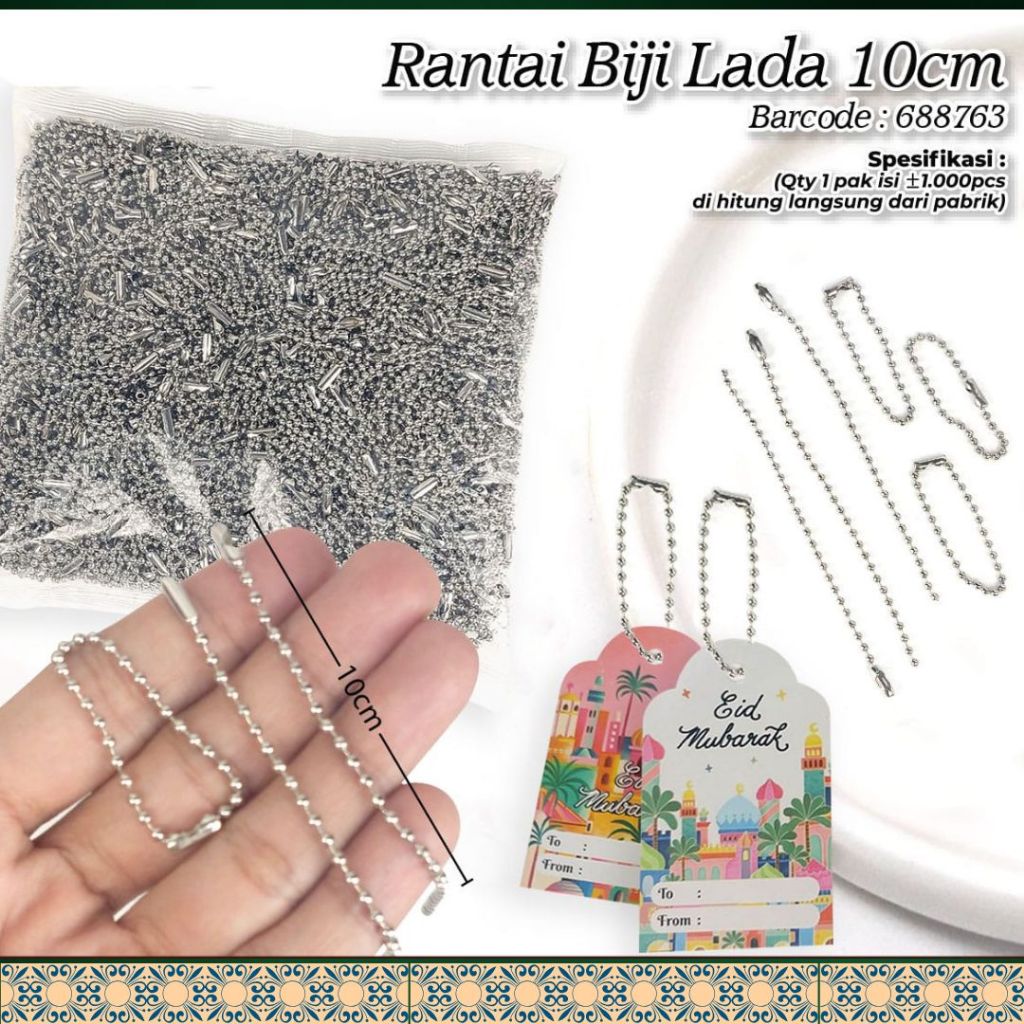 Jual RANTAI BIJI LADA HITAM 10 CM/RING GANTUNGAN KUNCI BIJI LADA / BEAD ...