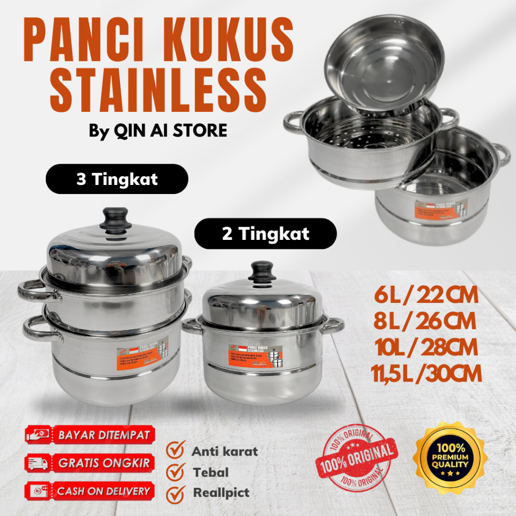 Jual PANCI KUKUS LINGKARAN STAINLESS 2 TINGKAT& 3 TINGKAT | BGERBAGAI ...
