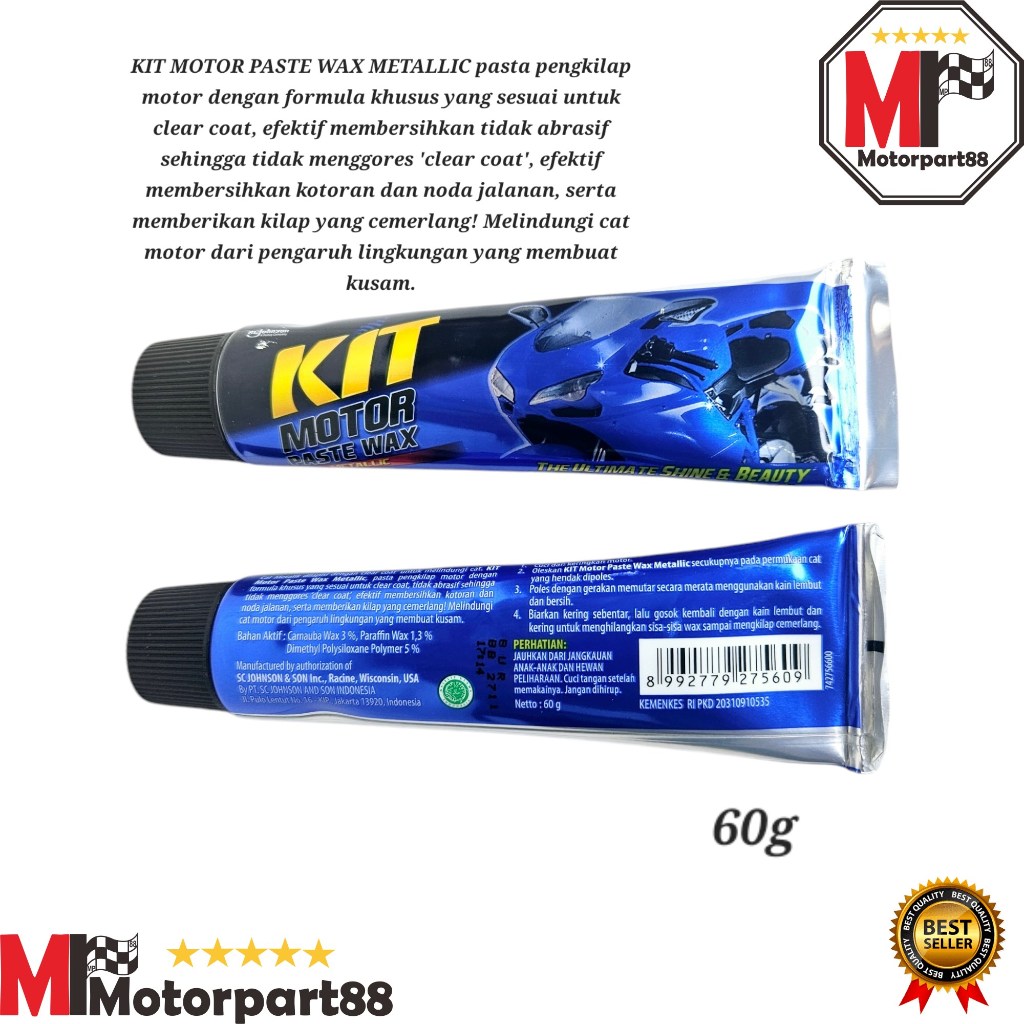 Jual KIT MOTOR PASTE WAX METALLIC pasta pengkilap motor 60g | Shopee ...