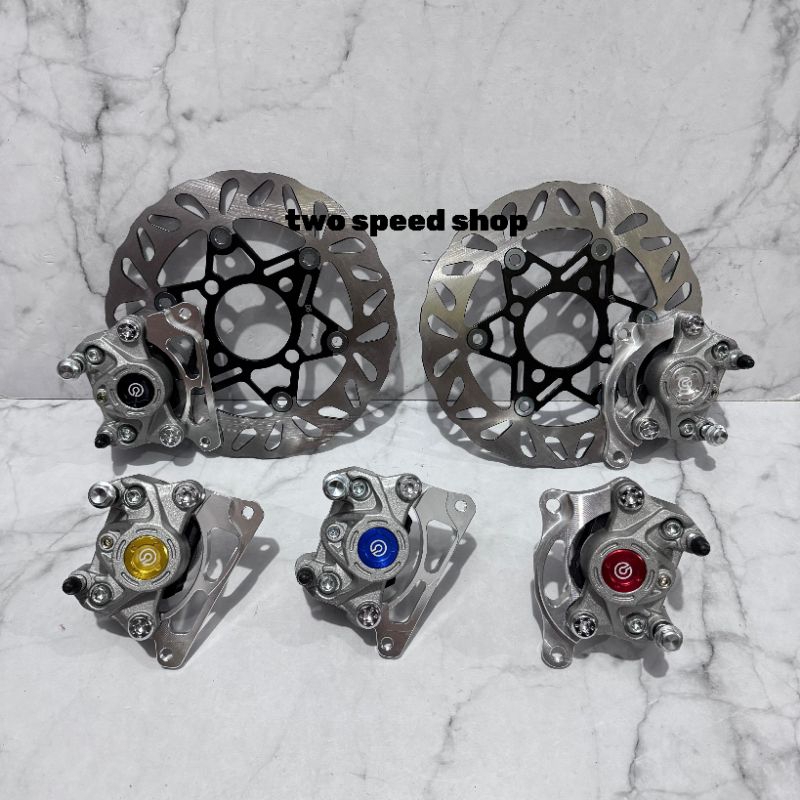 Jual Paket Kaliper Big Logo Koin 2P 2piston + Piringan Disc Cakram Depan 220MM + Breket Kaliper ...