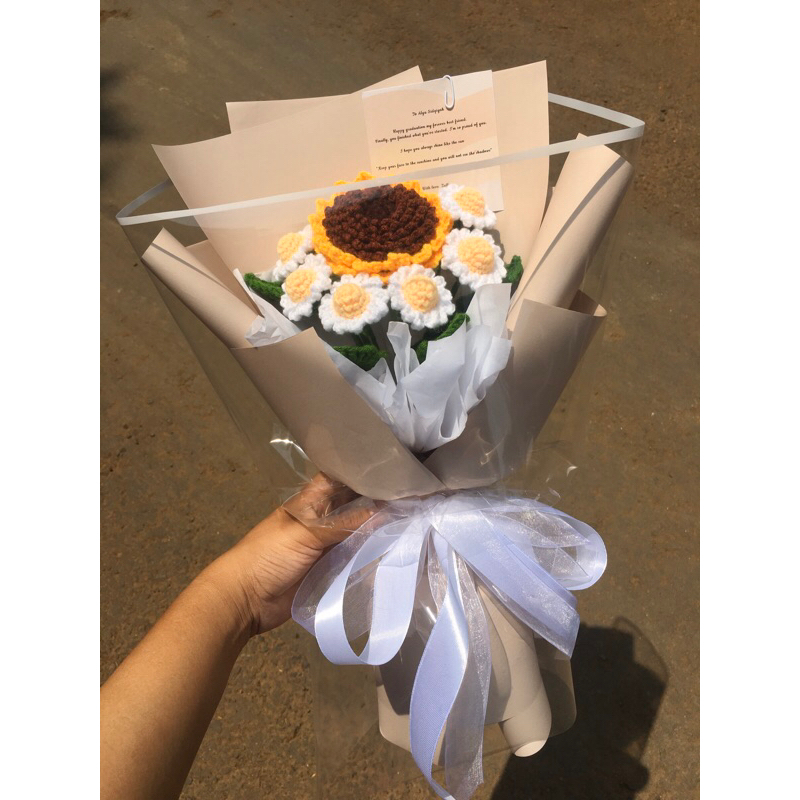 Jual sunflower with daisy bouquet || buket bunga rajut | Shopee Indonesia