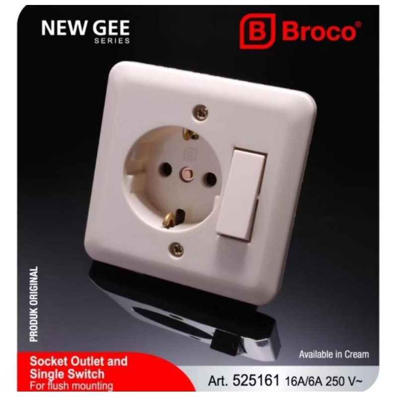 Jual Stop Kontak Arde + Saklar BROCO NEW GEE 525161 | Shopee Indonesia