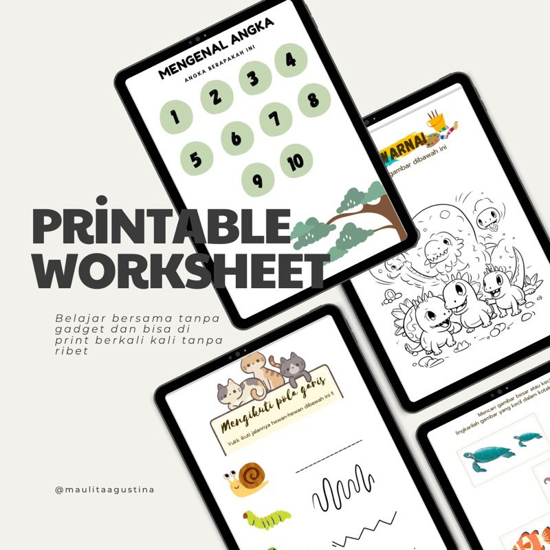 Jual Worksheet printable Anak Usia Dini 2-5 Tahun lembar kerja anak by ...