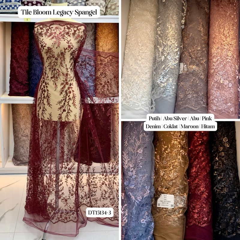Jual Tile Bloom Legacy Spangel | Kain Spangel Motif Bunga DT 15134-3 ...