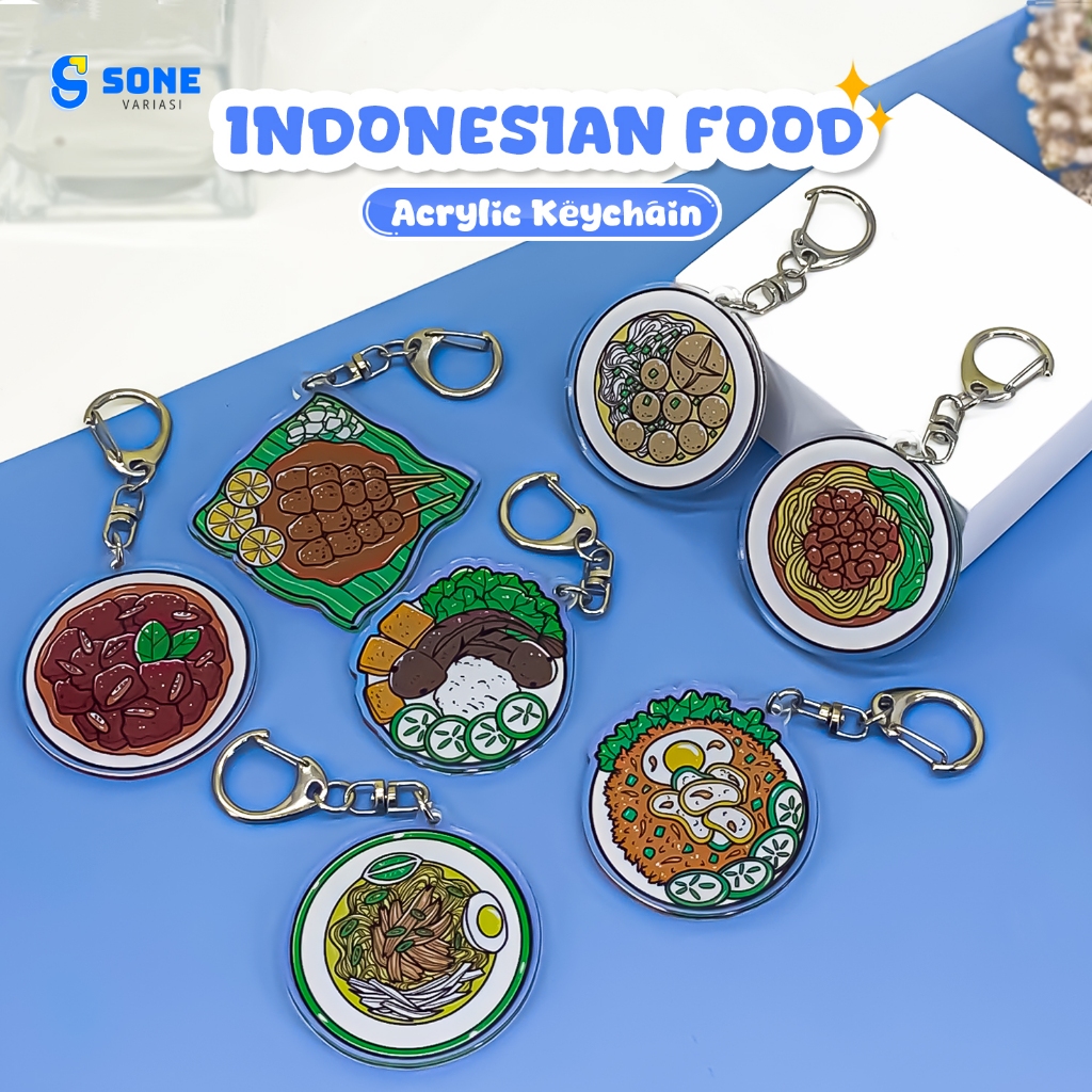 Jual Keychain Acrylic Indonesian Food Aesthetic Souvenir Gantungan Tas ...