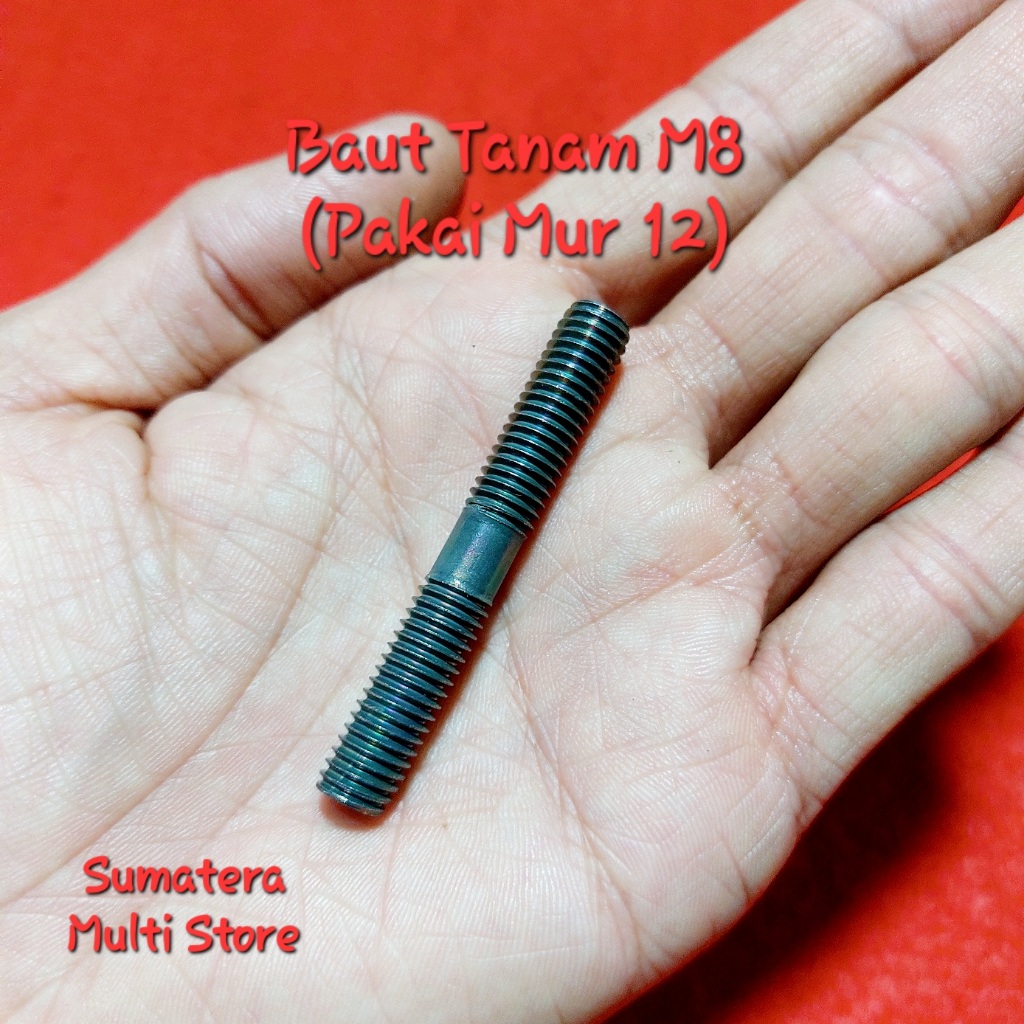 Jual Baut Tanam M8 - Baut Blok / Knalpot Pakai Mur Kunci 12 - Nut 8mm ...