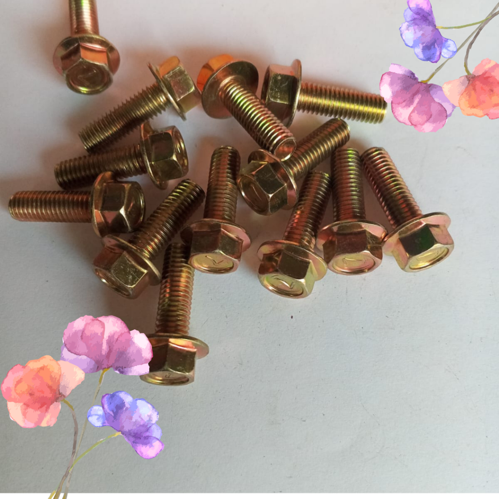 Jual Flange Bolt M8 x 25 KUNING / Baut Blok Mesin M8 x 25 / Baut Topi | Shopee Indonesia