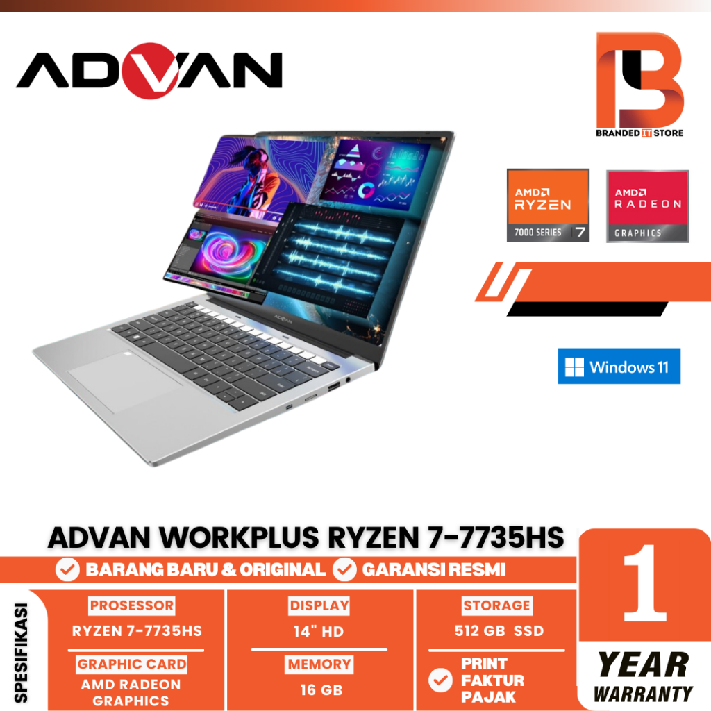 Jual ADVAN Workplus [Ryzen 7-7735HS/16GB/512GB SSD/14″ FHD IPS/Win 11 ...
