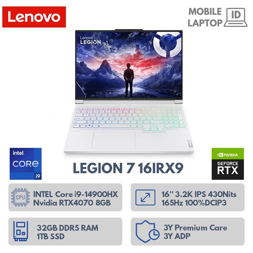 Jual Laptop Lenovo Legion 7 RTX4070 8GB Core i9 14900HX Ram 32GB 1TB SSD Win 11+OHS 16" 3.2K ...