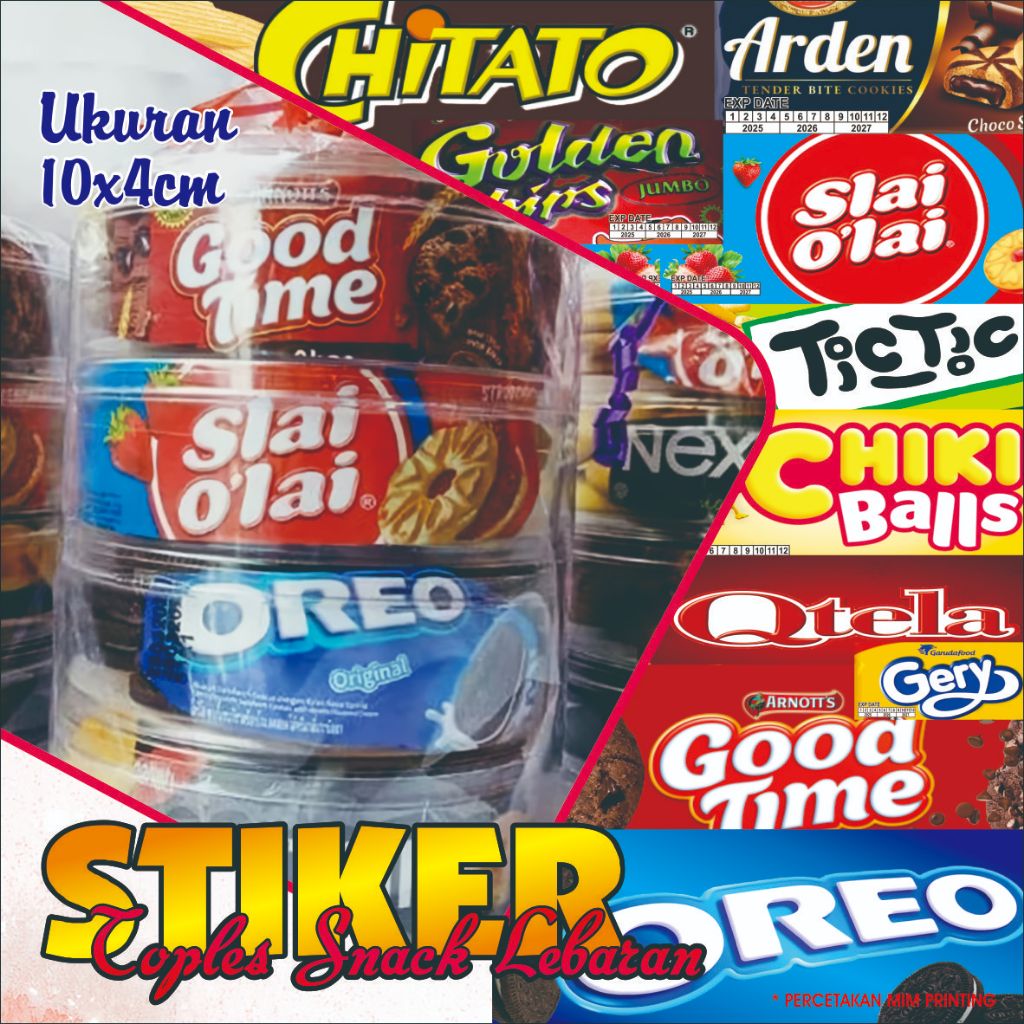 Jual Stiker Snack Lebaran / Stiker Toples / Oreo / GoodTime / Slai Olai ...