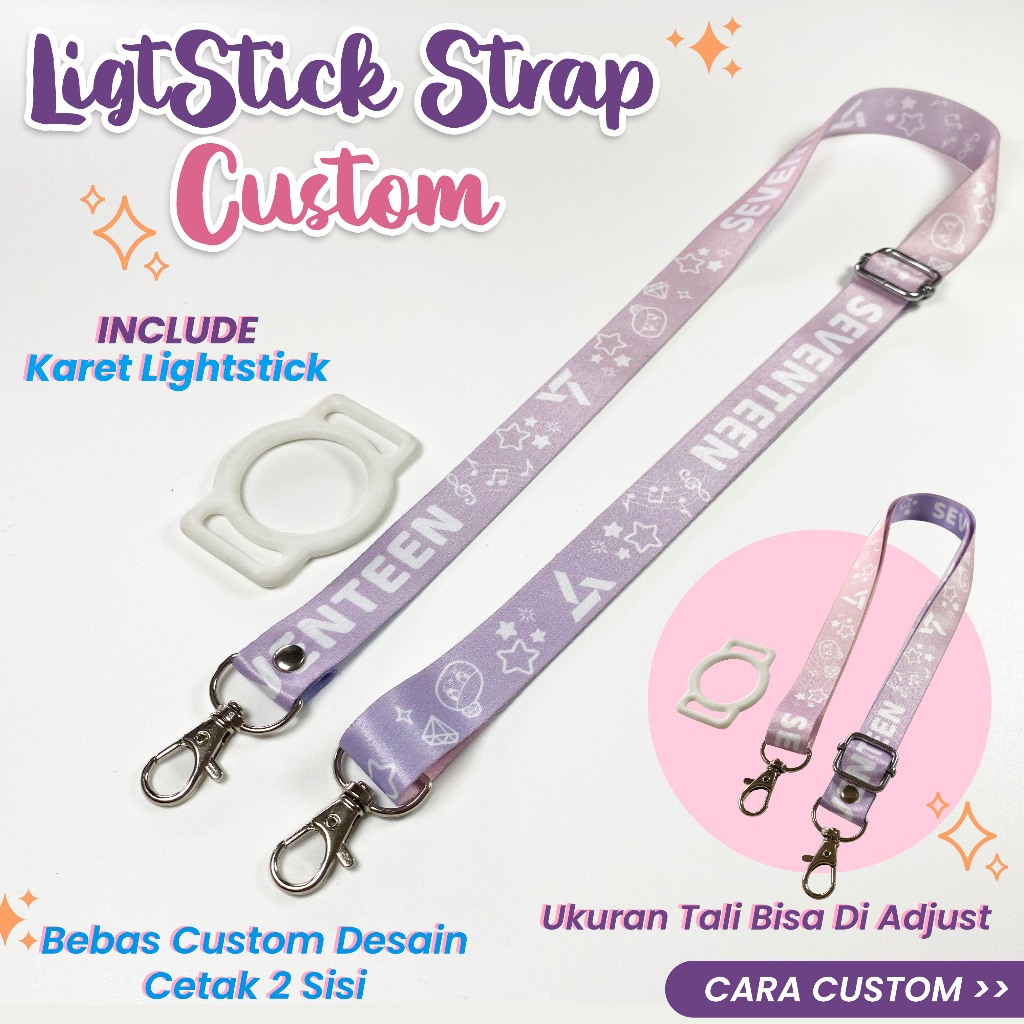 Jual Light Stick Strap Custom / Lanyard Tali Sling Bebas Desain 2 Sisi ...