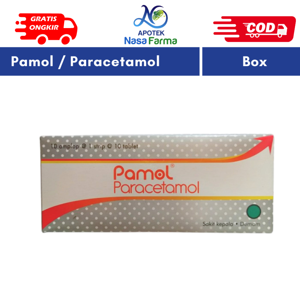 Jual Pamol 500mg 1 Box 10 Amplop @100 Tablet / Paracetamol Obat Pereda ...