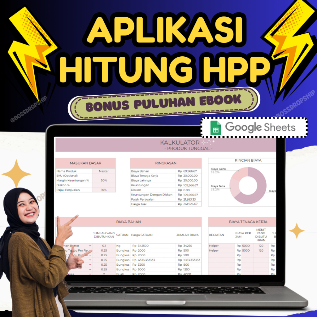 Jual Template Spreadsheet Aplikasi untuk menghitung HPP, kalkulator HPP ...