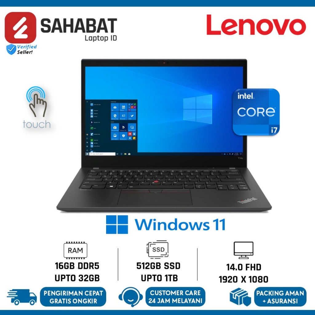 Jual Laptop Lenovo Thinkpad T14 Intel I7 10610u Ram Laptop 16gb 512gb Ssd 14.0 FHD Windows 11 ...
