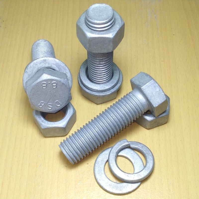 Jual baut mur hdg m20x70 full drat pitch 2,5 baut baja grade 8.8 kunci 30 galvanis hotdip ...