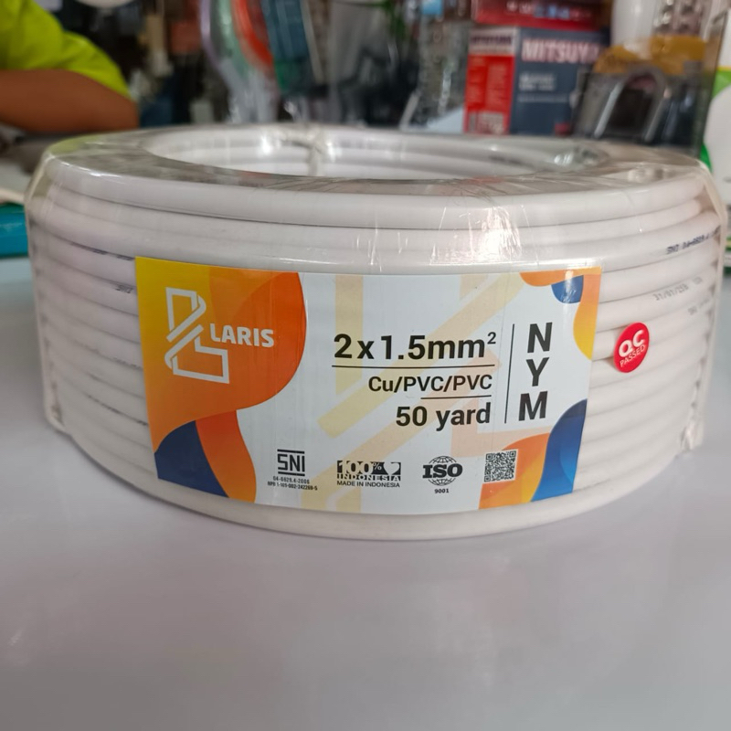Jual kabel listrik NYM 2x1.5 MM 50 meter tembaga asli // kabel kawat tembaga asli 2x1.5 MM 50 ...