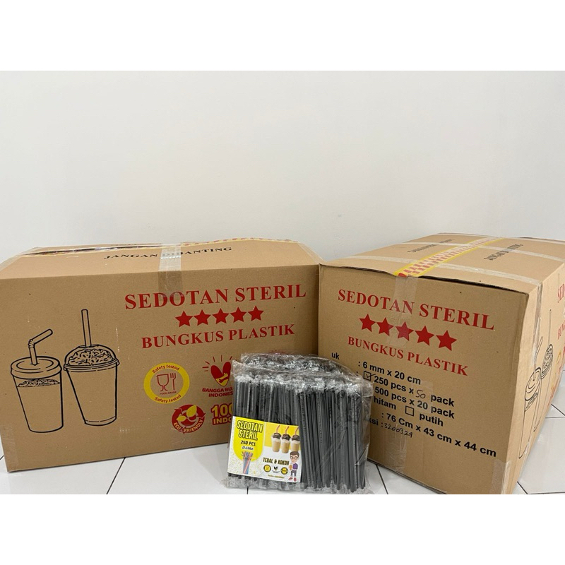 Jual 1 Karton Sedotan Steril Hitam 6mm x 20cm 1 dus isi 10rb pcs ...