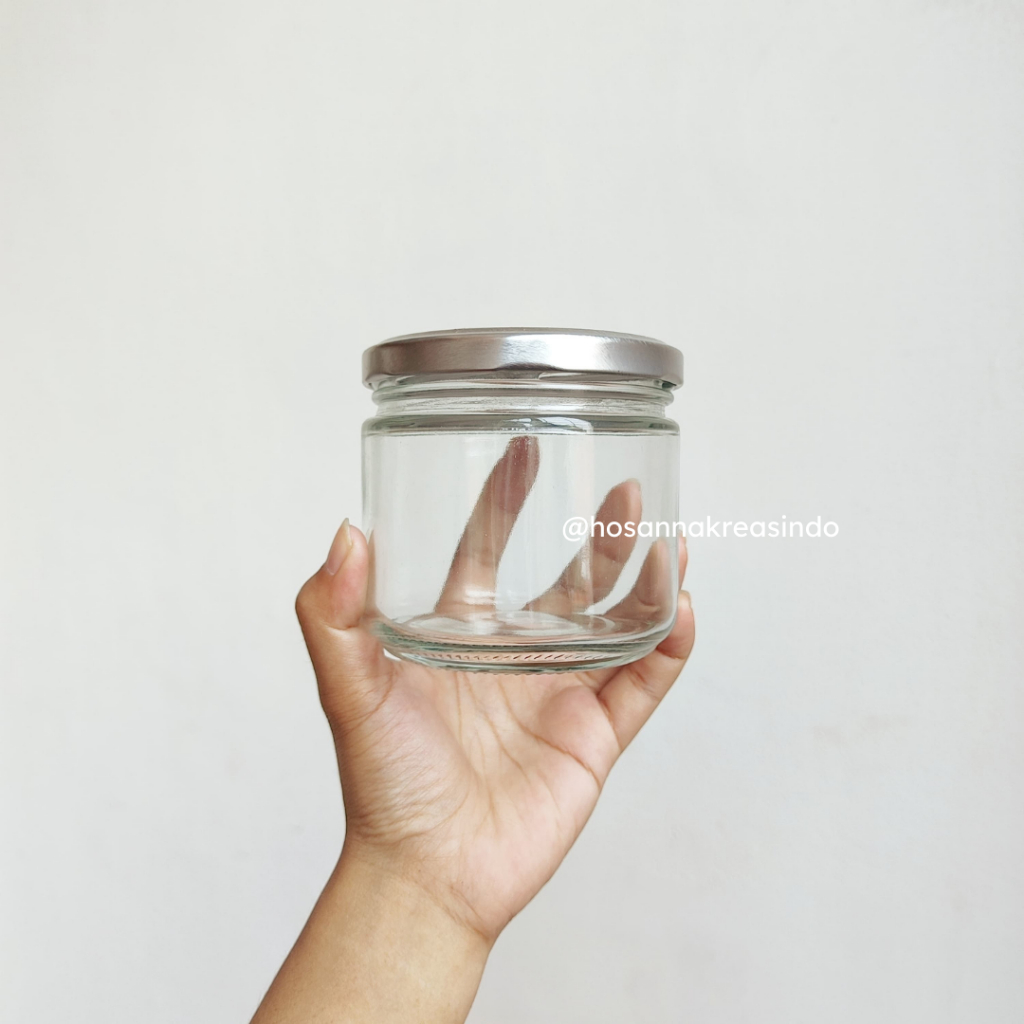 Jual Jar Kaca Tutup Silver 300ml / Toples Kaca Bulat Tutup Silver 300ml ...
