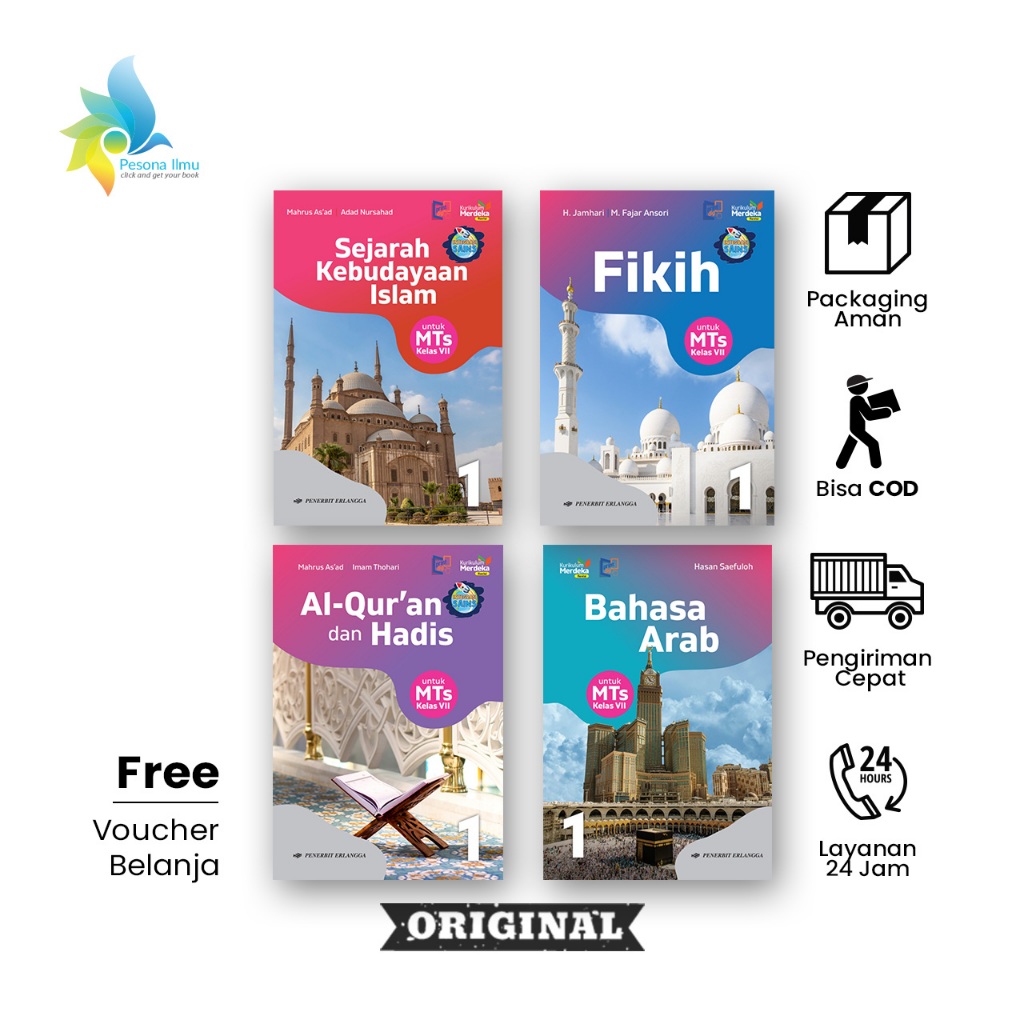 Jual Buku Teks Kurikulum Merdeka MTS Kelas 1 - Bahasa Arab, Fikih, Akidah Akhak, Alquran Hadist ...