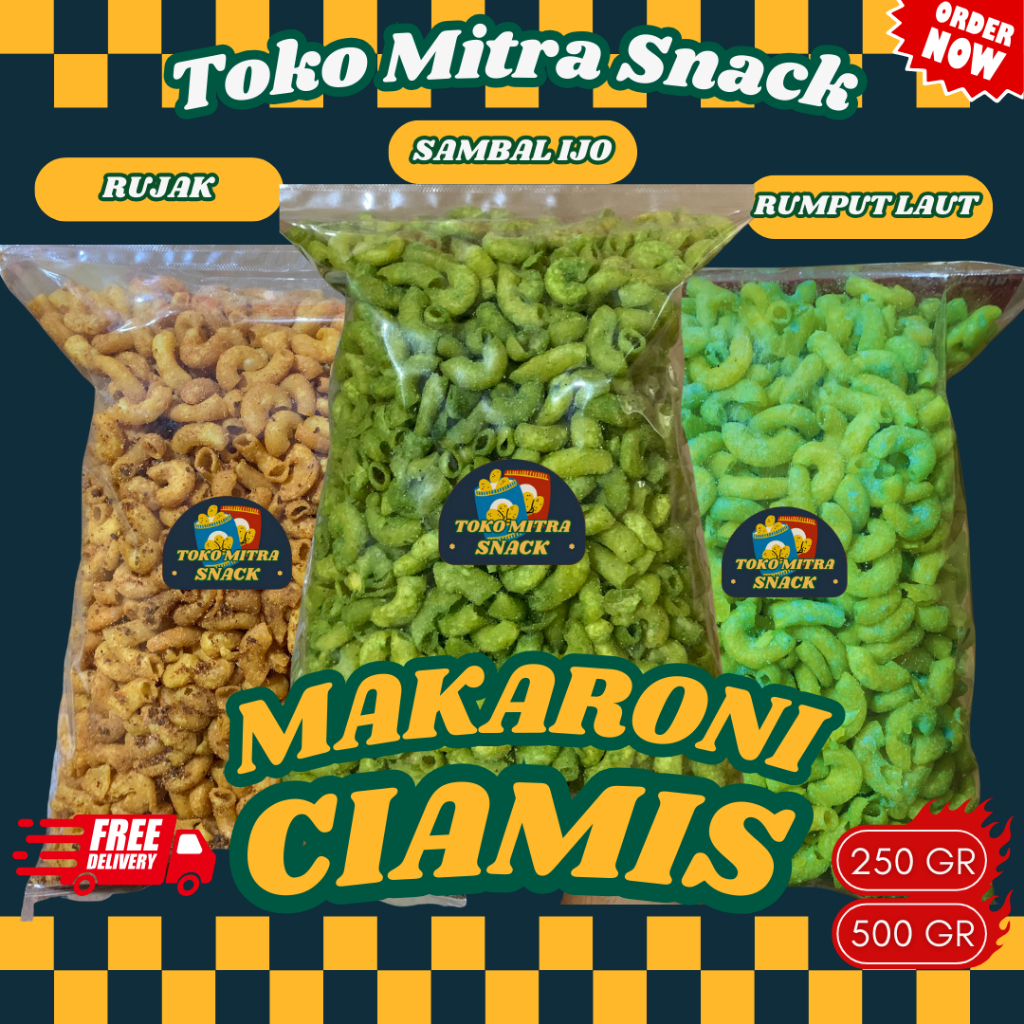 Jual Makaroni Rasa Rujak/Sambal Ijo/Rumput Laut khas Ciamis/Cemilan ...