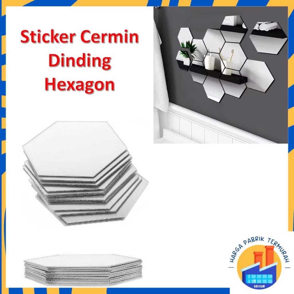 Jual Sticker Cermin Anti Pecah Segi Enam Sticker Cermin Hexagon Sticker ...