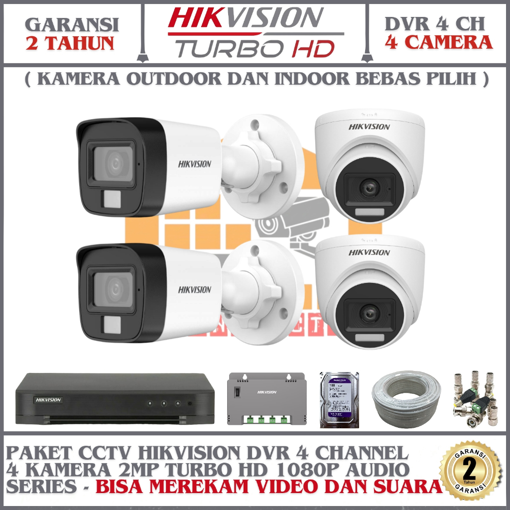 Jual Paket CCTV Hikvision DVR 4 Channel 4 Kamera 2mp Hikvision Turbo HD ...
