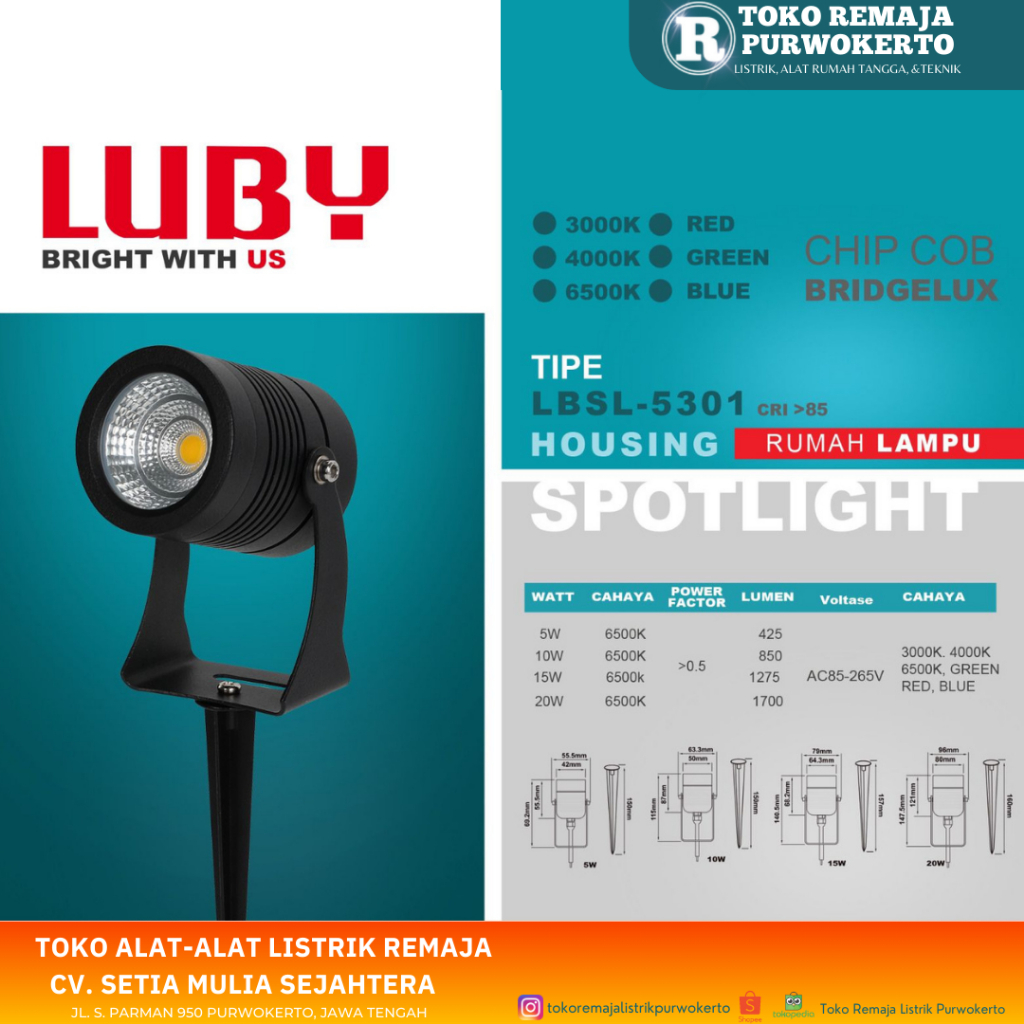 Jual Lampu Taman Tusuk LBSL-5301 10W -15 W 3000K Luby | Shopee Indonesia