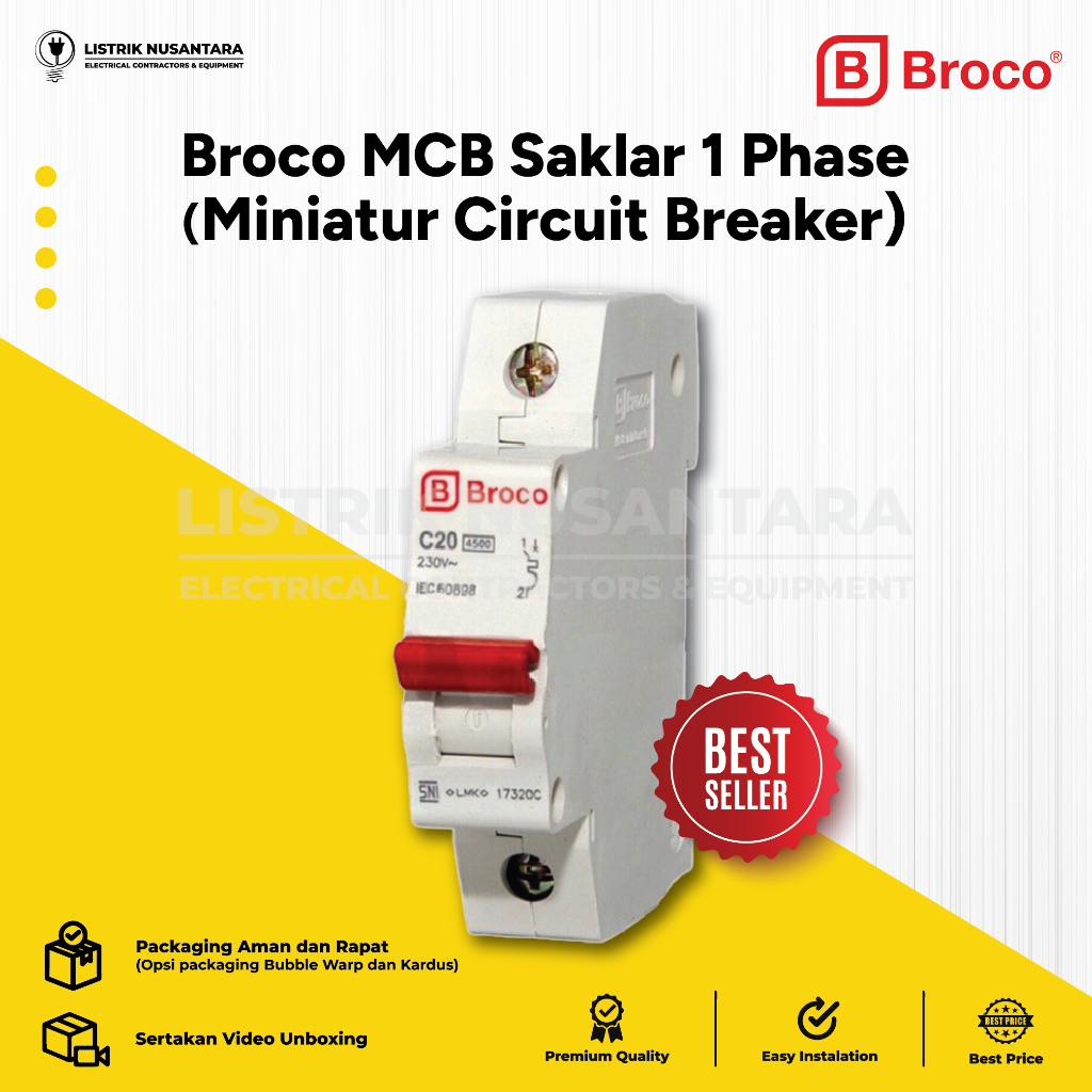 Jual Broco MCB Saklar 1 Phase 1P 2A 4A 6A 10A 16A 20A 25A 32A 40A Mini Circuit Breaker Pengaman ...