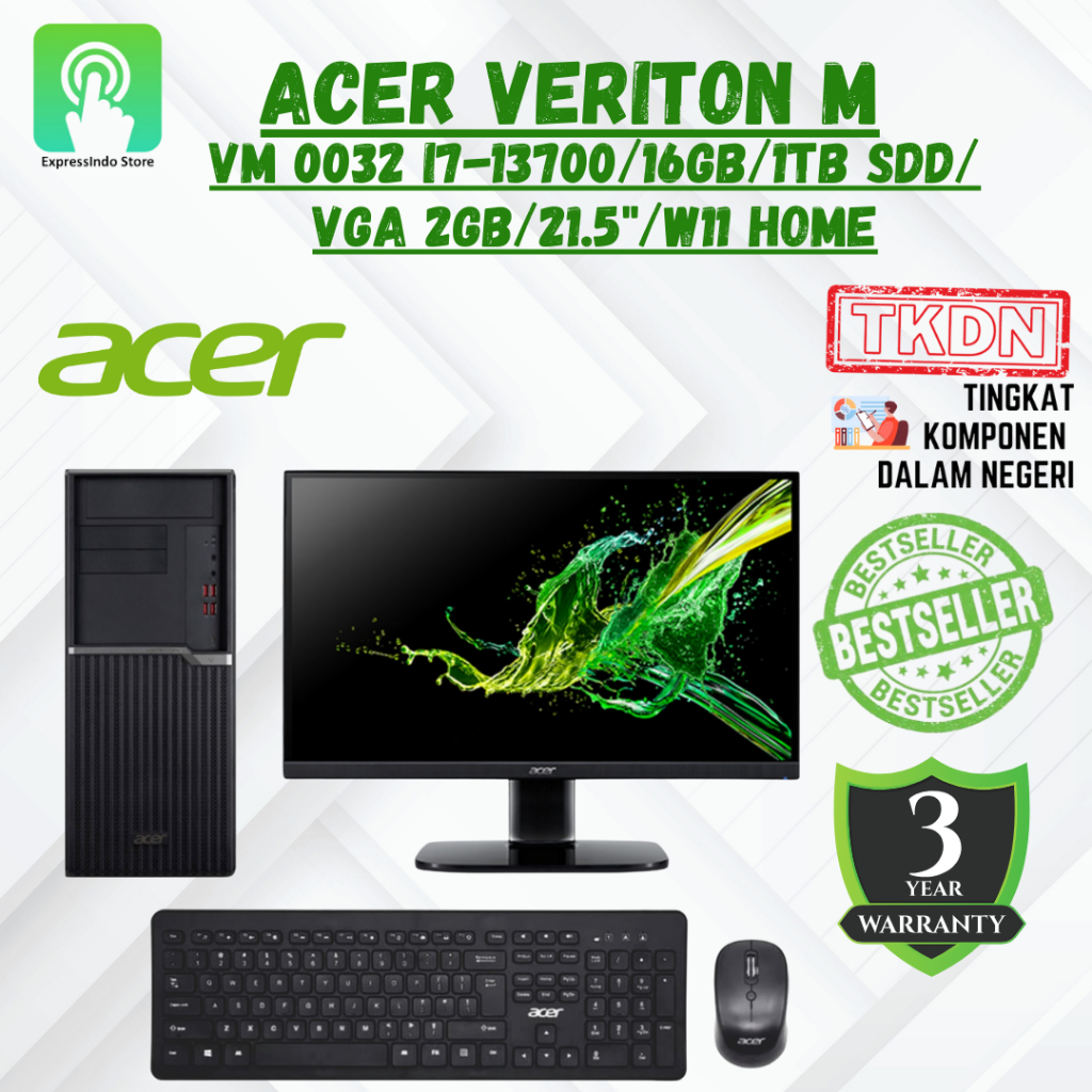 Jual ACER PC DEKSTOP TKDN VERITON M/0032 i7-13700/16GB DDR5/1Tb SSD/VGA 2Gb/21.5"/W11 | Shopee ...