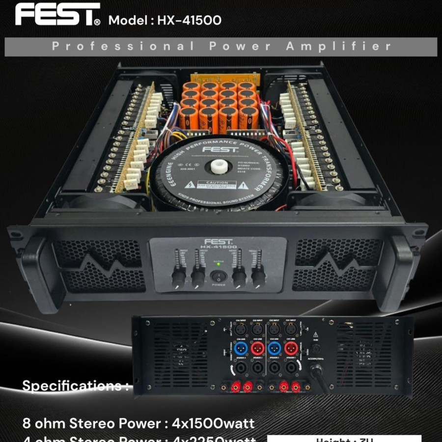 Jual Power FEST HX 41500 HX41500 Original 4 x 1500 Watt 4Ch Class H ...