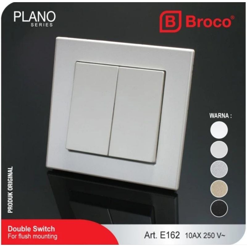 Jual Broco Plano Saklar Seri White Double Switch E162 | Shopee Indonesia
