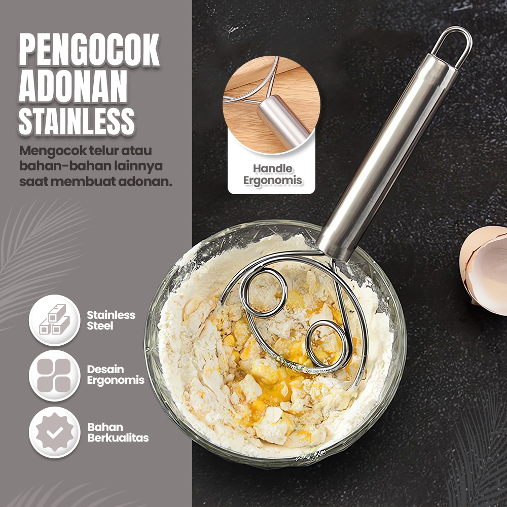 Jual Danish Whisk Alat Pengaduk Adonan Tepung Roti & Telur - Hand Mixer ...