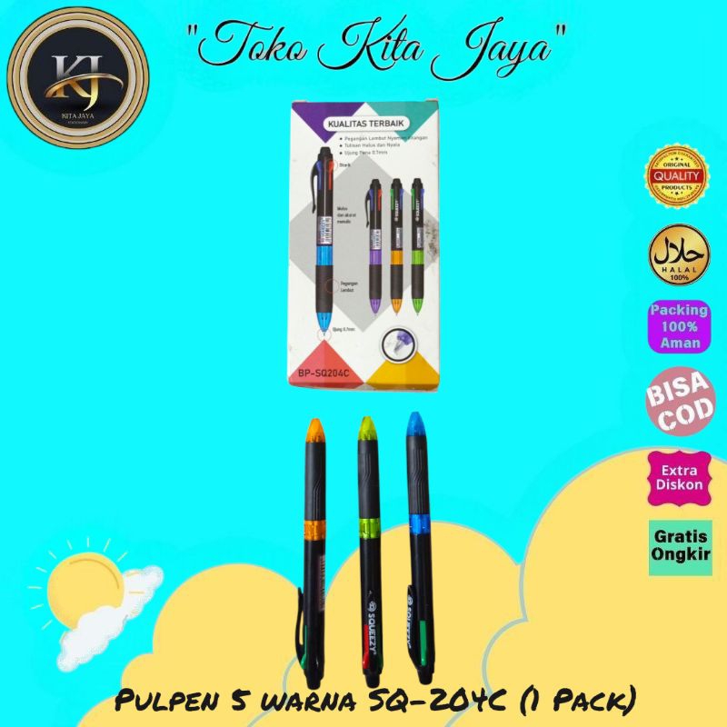 Jual Pulpen 5 Warna SQ-204c (1 Pack) | Shopee Indonesia