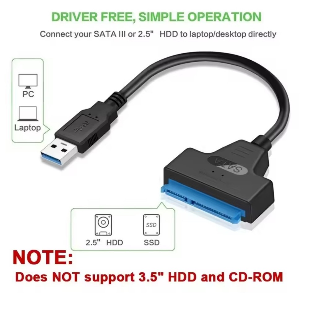 Jual USB 3.0 To Sata Cable For 2.5 Inch External HDD SSD Hard Drive ...