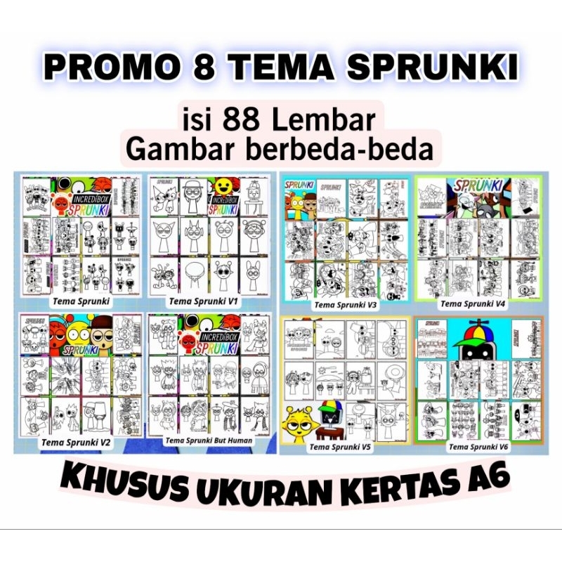 Jual DAPAT 8 TEMA SPRUNKI 88 LEMBAR (SPRUNKI, SPRUNKI BUT HUMAN ...