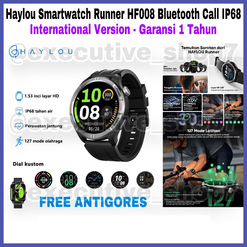Jual Haylou Smartwatch Runner HF008 Bluetooth Call IP68 - International ...