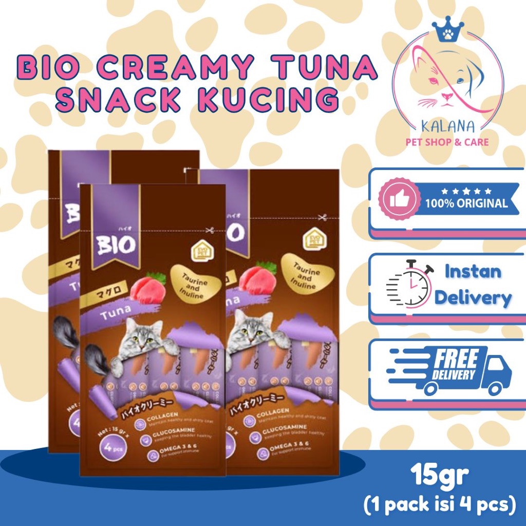Jual BIO CREAMY 15gr (1 pack isi 4 pcs) - Snack Kucing - Creamy Treats ...