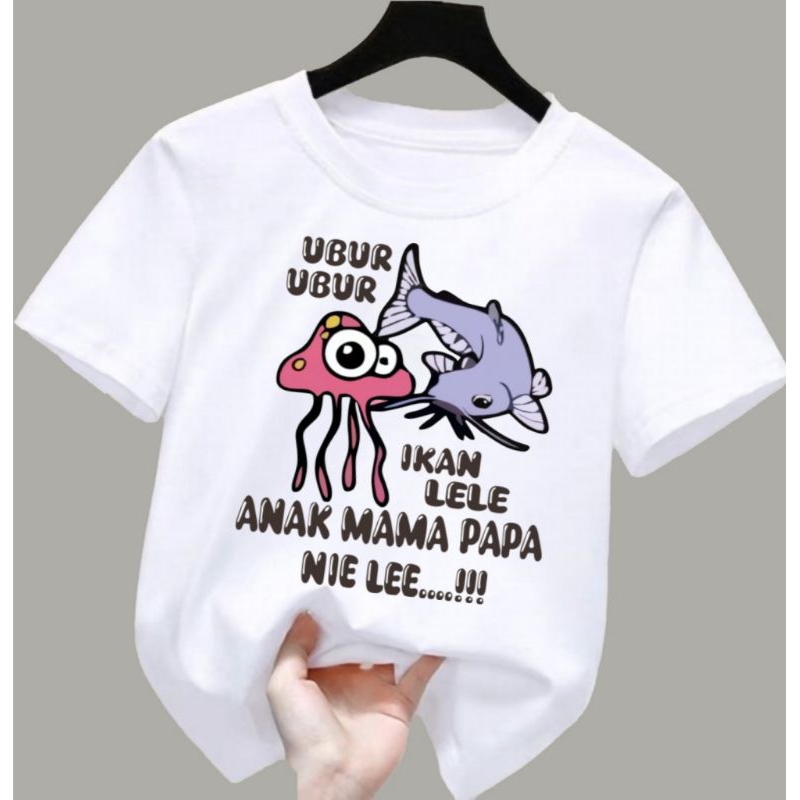 Jual kaos atasan anak unisex motif ubur ubur ikan lele anak mama papa ni lee untuk anak 2-12 ...