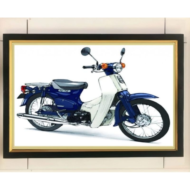 Jual hiasan dinding poster otomotif motor Honda C70 klasik plus figura ...