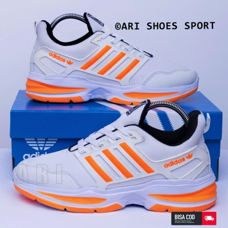 Jual ( Fre Box Sepatu)Sepatu Putih Sepatu Putih Oren Sepatu Running ...