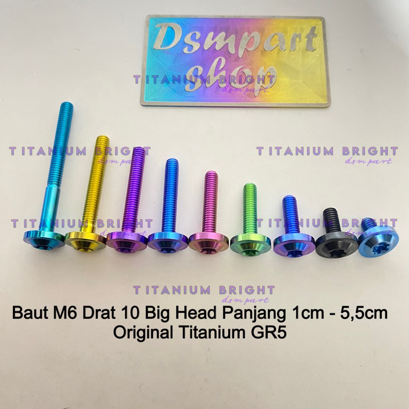 Jual Baut Titanium Drat 10 Big Head D16 M6x10 15 20 25 30 35 40 45 50 55 Original Titanium GR5 ...