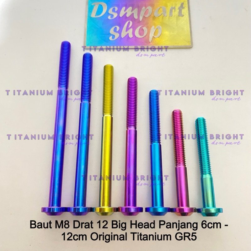 Jual Baut Titanium m8 Drat 12 Big Head M8x55 60 65 70 80 90 100 110 120 Original Titanium GR5 ...