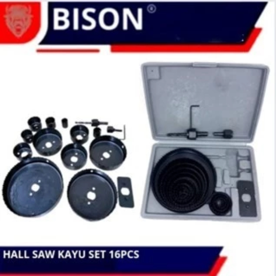 Jual Bison hole saw 16pcs /set ( mata bor kayu / bambu / pvc / paralon ...