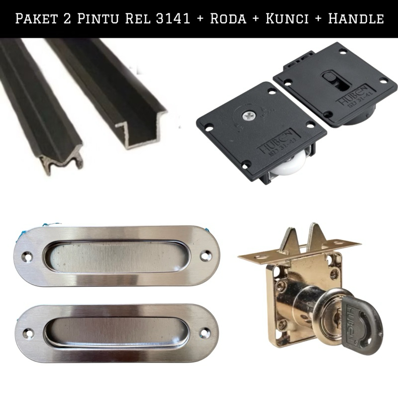Jual Set Lemari Sliding Model Tanam 3141 2 Pintu | Rel Lemari Geser Lengkap Dengan Roda Kunci ...