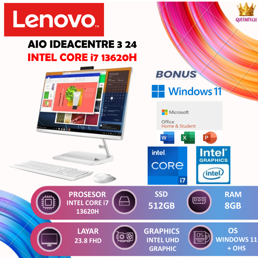 Jual Lenovo PC AIO Ideacentre 3 24 Intel Core i7 13620H [8GB/512GB ...