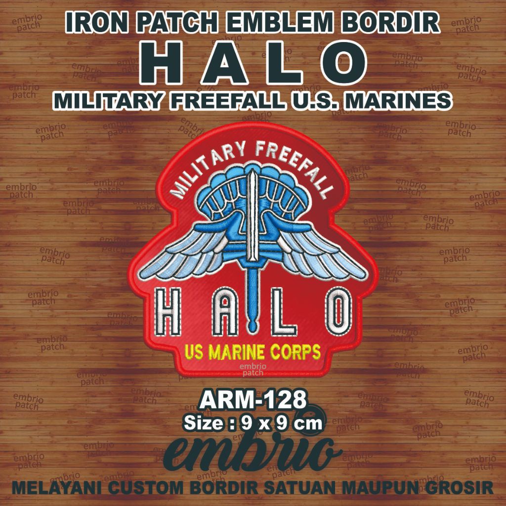 Jual ARM-128 Patch HALO MILITARY FREEFALL Parachute Jumper USMC Terjun ...