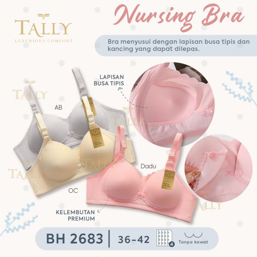 Jual Bra BH Menyusui TALLY 2683 Tanpa Kawat Busa Tipis Kait 4 (Cup B-C) | Shopee Indonesia